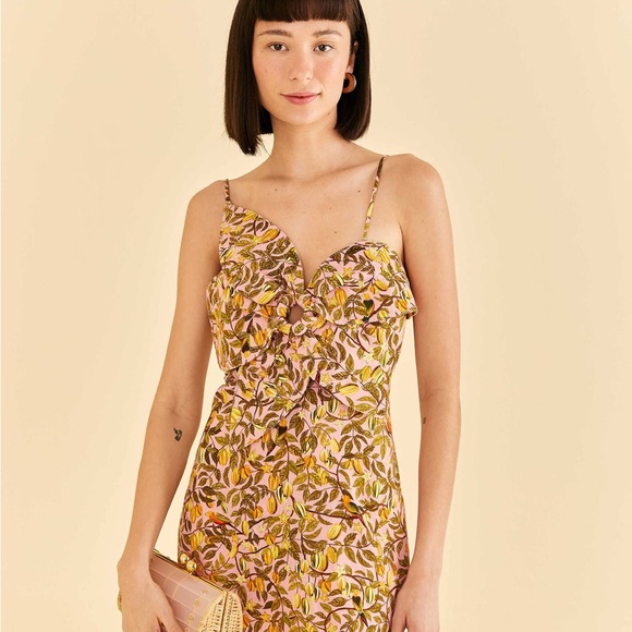 FARM Rio | Dresses | Nwt Farm Rio Light Pink Star Fruit Flower Mini ...